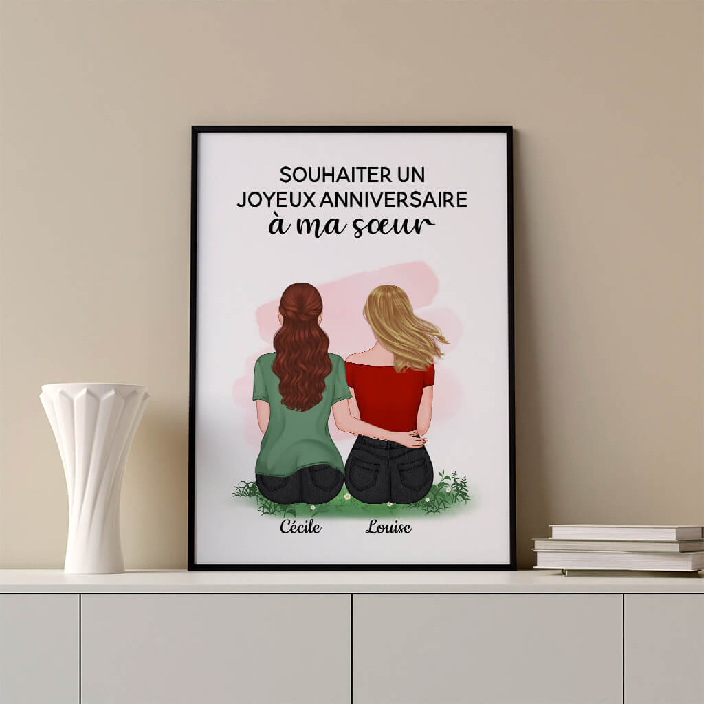 Poster Souhaiter Un Joyeux Anniversaire à Ma Sœur Personnalisé - Cadeau Plus