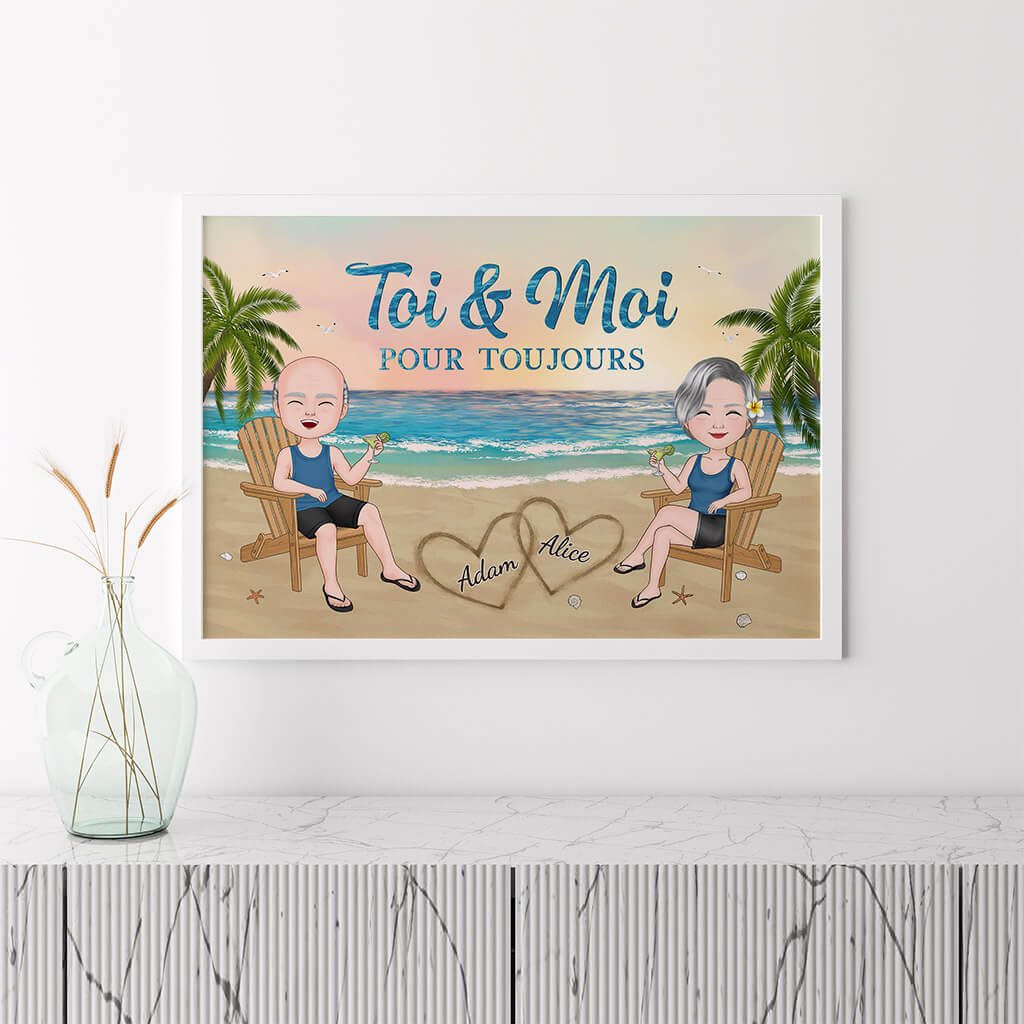 Poster Toi Et Moi Pour Toujours Été Couple Sur La Plage Personnalisé ...