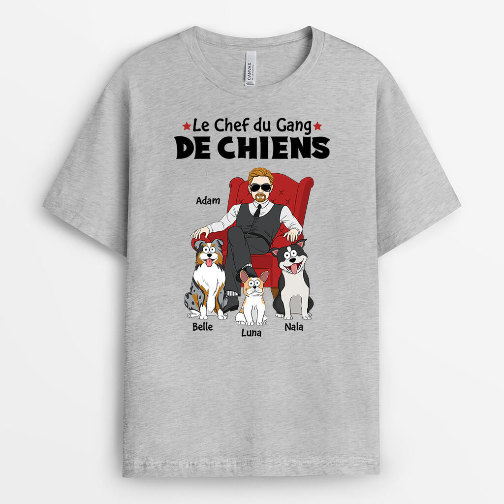 T-shirt Chef De La Bande De Chiens Personnalisé - Cadeau Plus