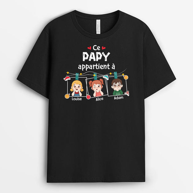 Ce Papy Appartient À Version Cadres Noel - T Shirt Personnalisé Pour P ...