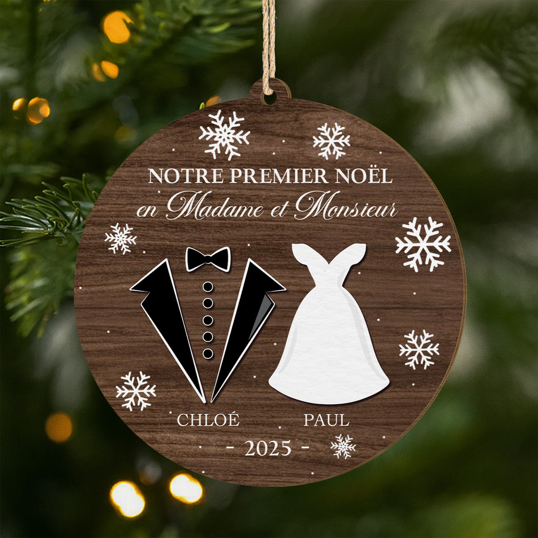 Ornement De Noël Personnalisé Couple - Premier Noël Mariage - Cadeau Plus