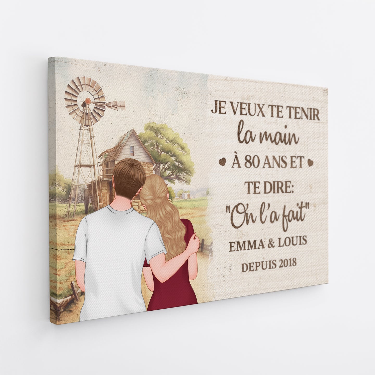Toile Personnalisée Couple - Je Veux Te Tenir La Main À 80 Ans - Cadeau ...