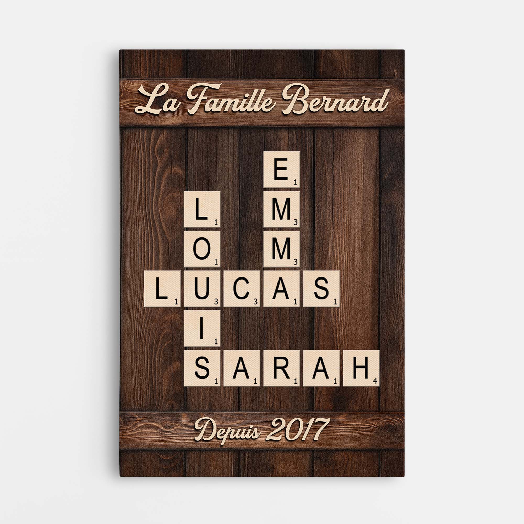 Tableau Mot Croisé Affiche Prénoms Famille - Canada Toile Personnalisée ...