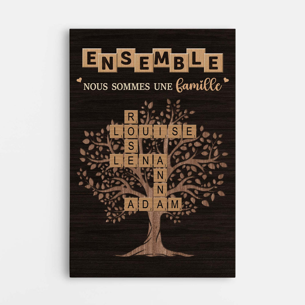 Toile Mot Croisé Famille Personnalisé - Ensemble Nous Sommes Une Famil ...
