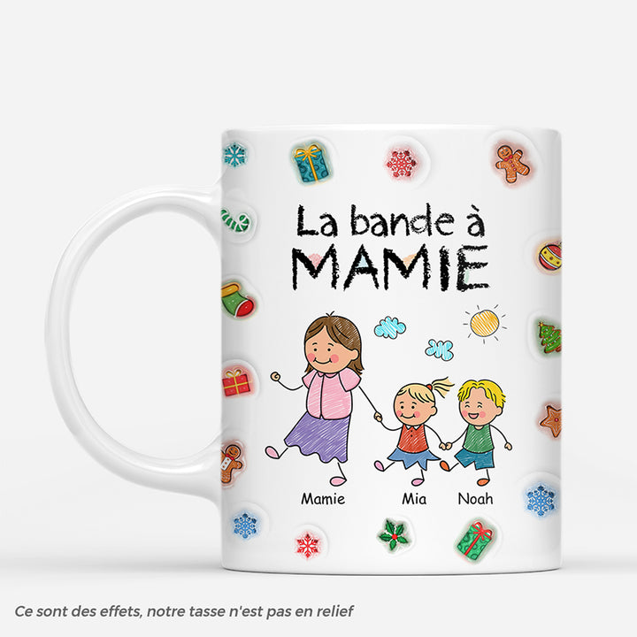 [Effet d'impression 3D] Mug De Noël Personnalisé - La Bande De Mamie P ...