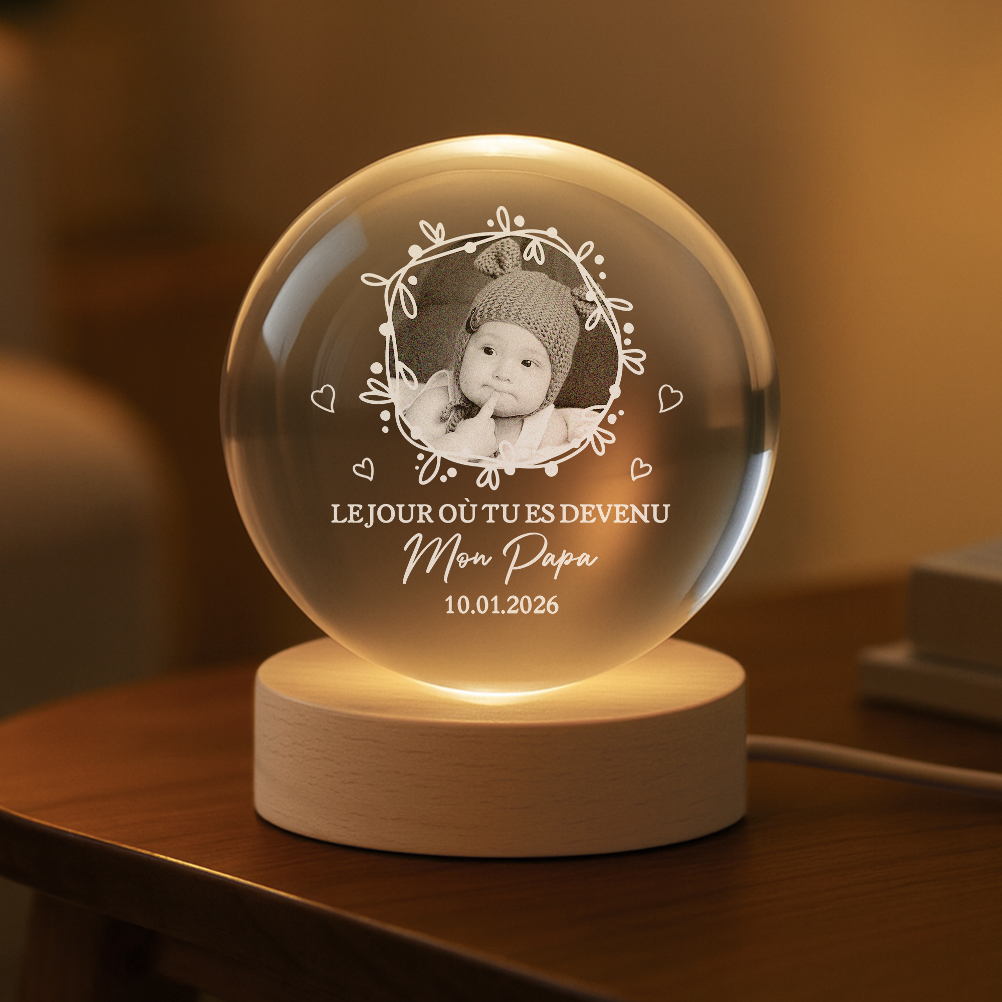 Veilleuse Boule De Cristal Personnalisée - Le Jour Où Tu Es Devenue Ma ...