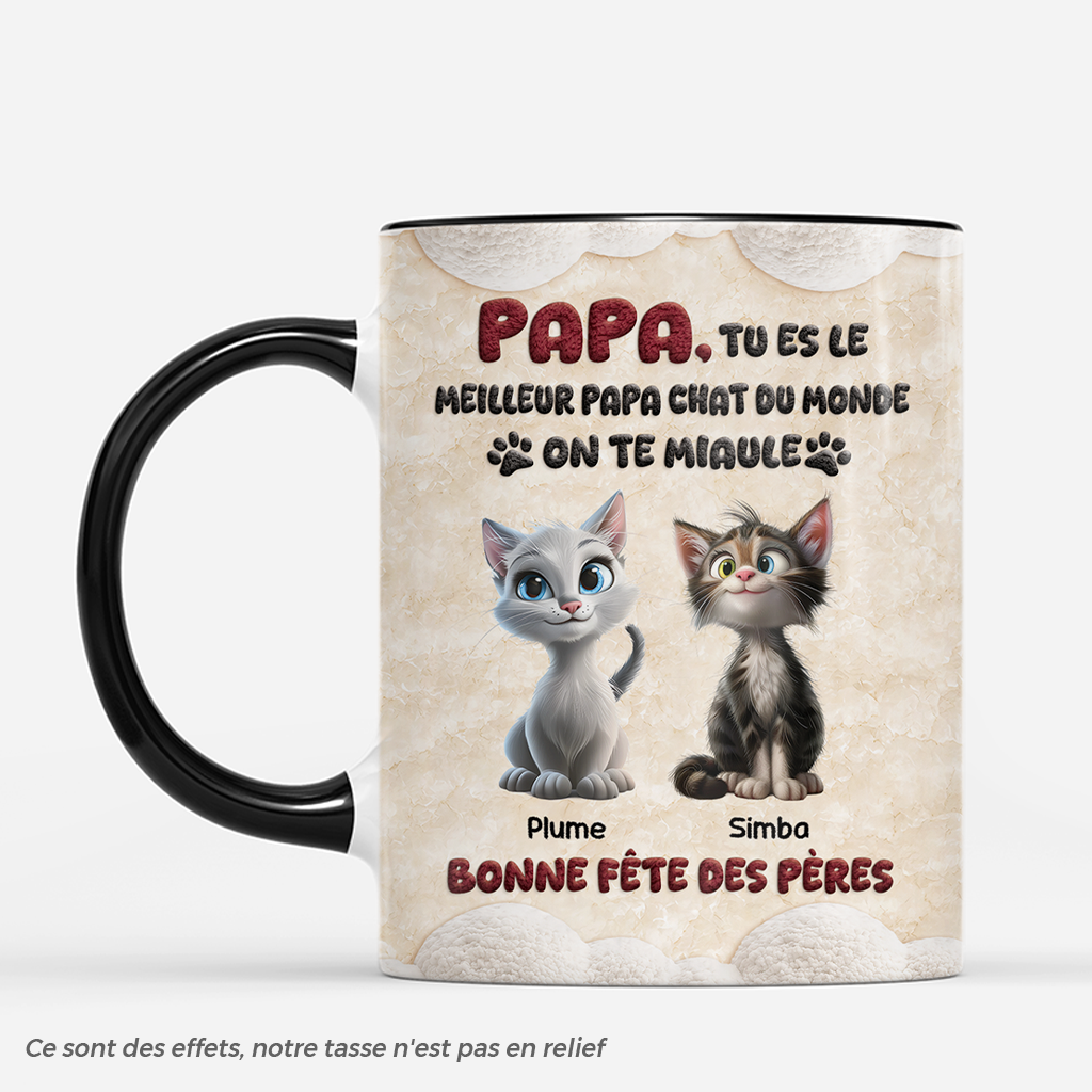 [Effet d'impression 3D] Mug Chat Personnalisé - Bonne Fête Des Pères À ...