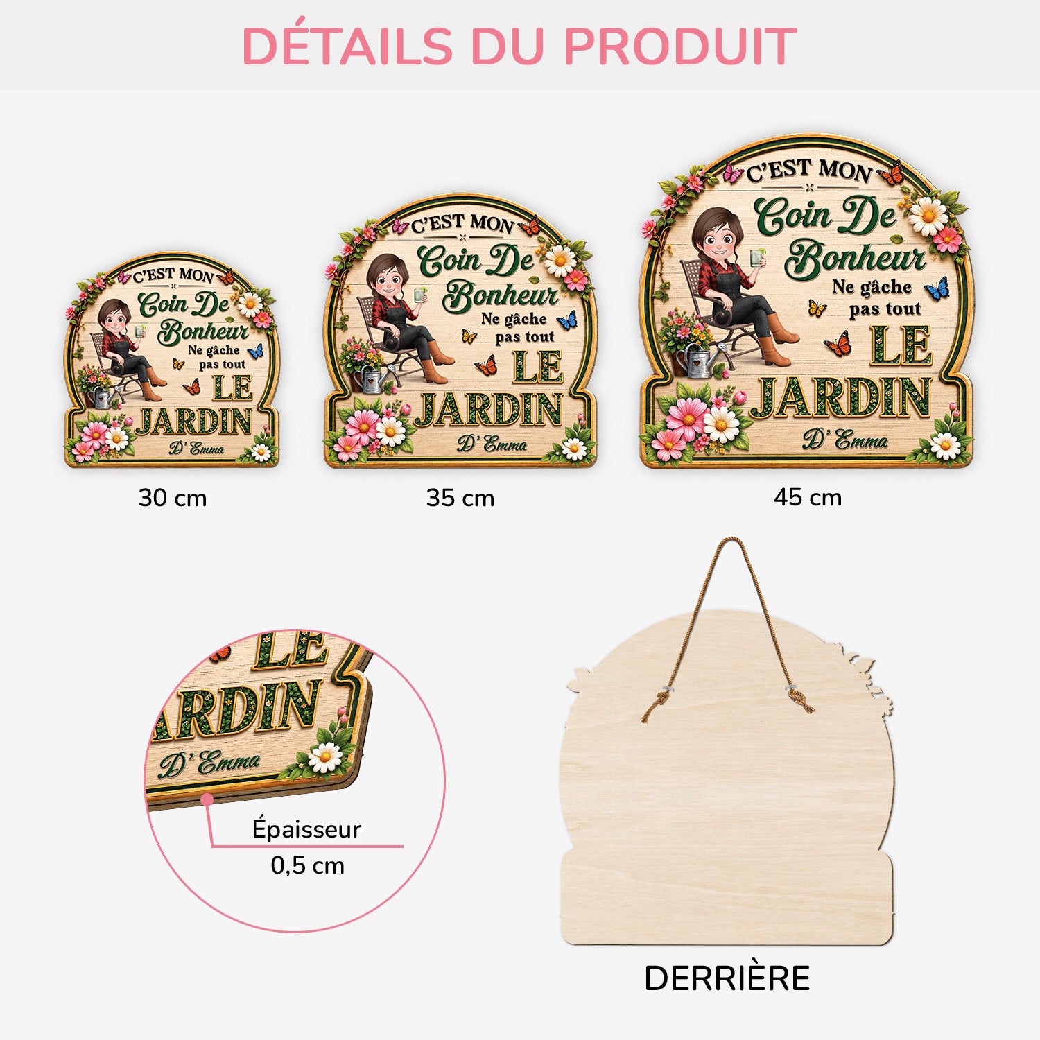 [Effet d'Impression 3D] Plaque Bois Personnalisée Femme Homme - Mon Ja ...