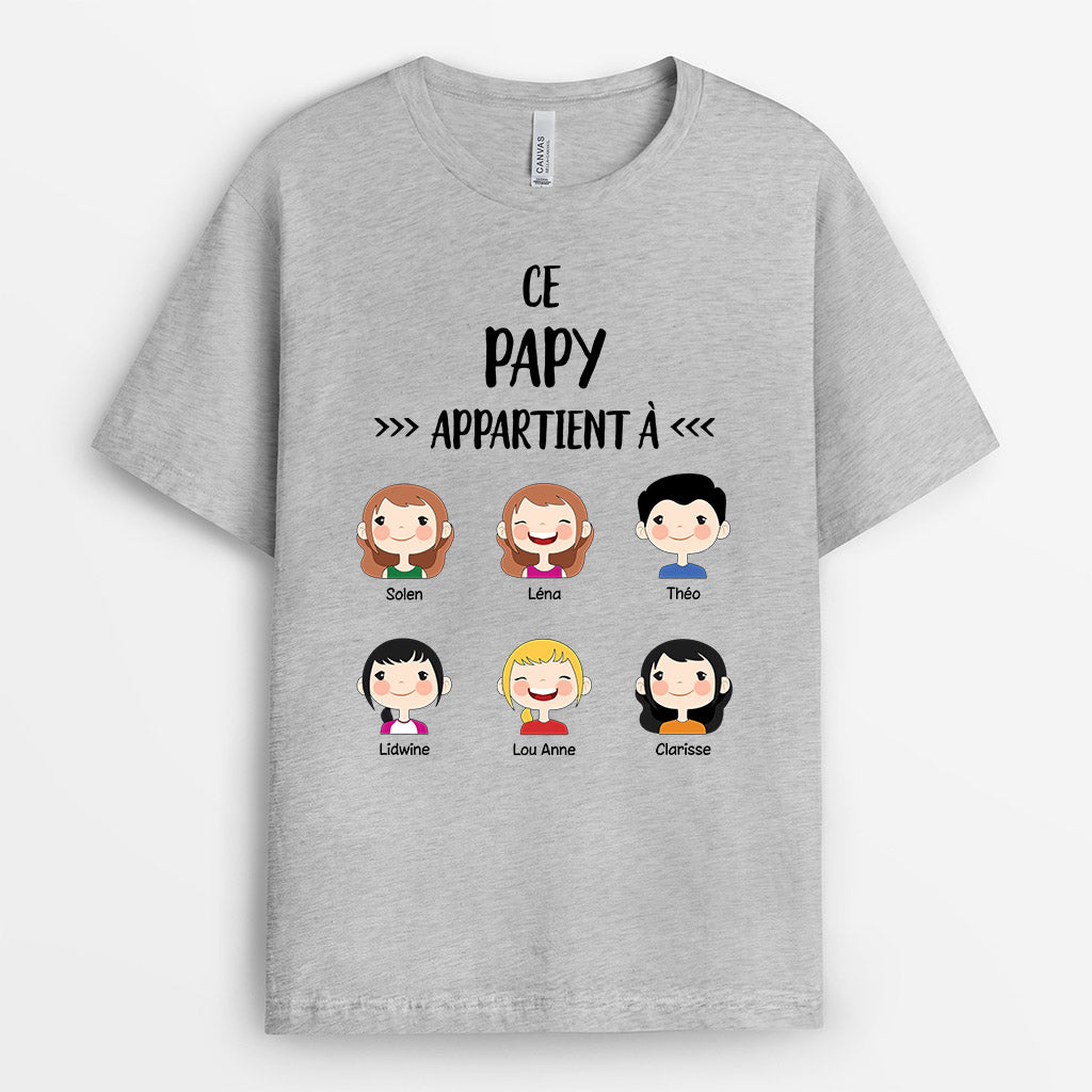 T-shirt Ce Papi Appartient À Visage D'enfants Personnalisé - Cadeau Plus